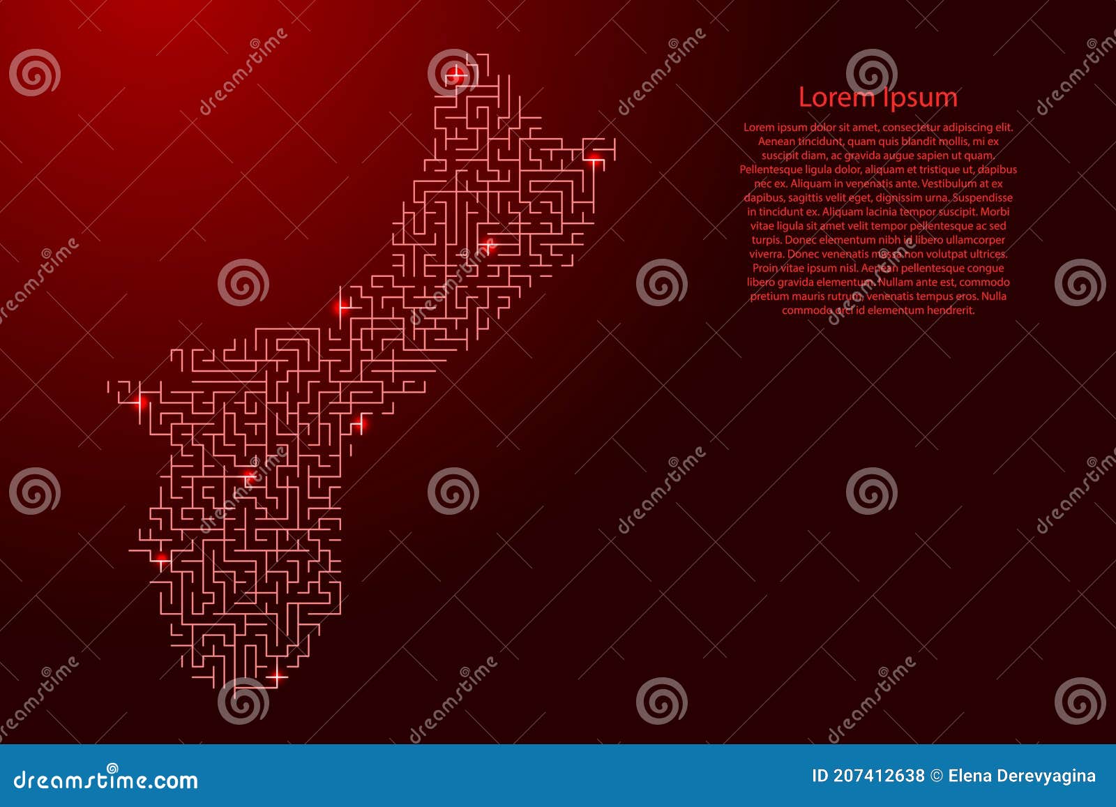 Guam Map from Red Pattern of the Maze Grid and Glowing Space Stars Grid ...