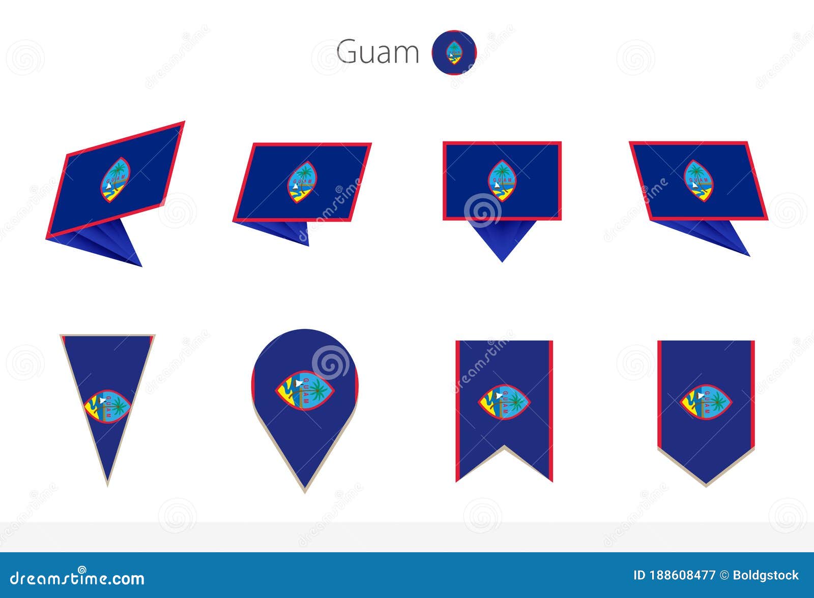 Guam National Flag Waving In The Wind On Clouds Sky. High Quality ...