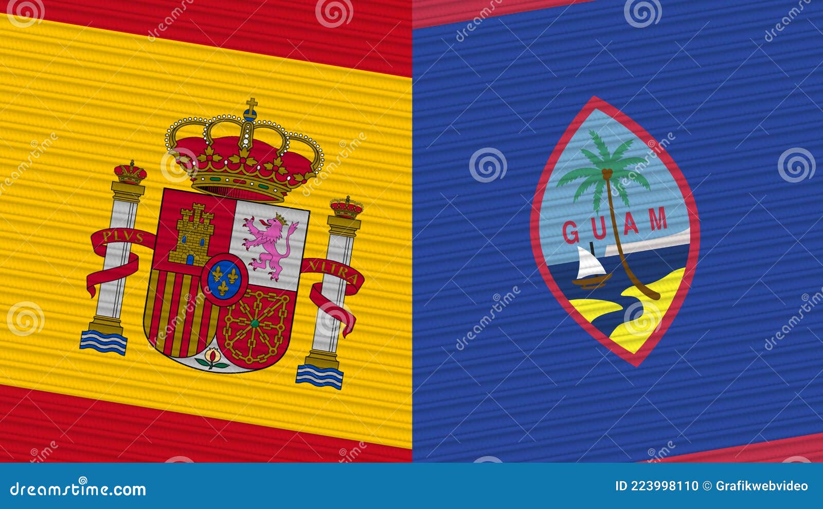Guam and Spain Flags Together Fabric Texture Illustration Stock ...
