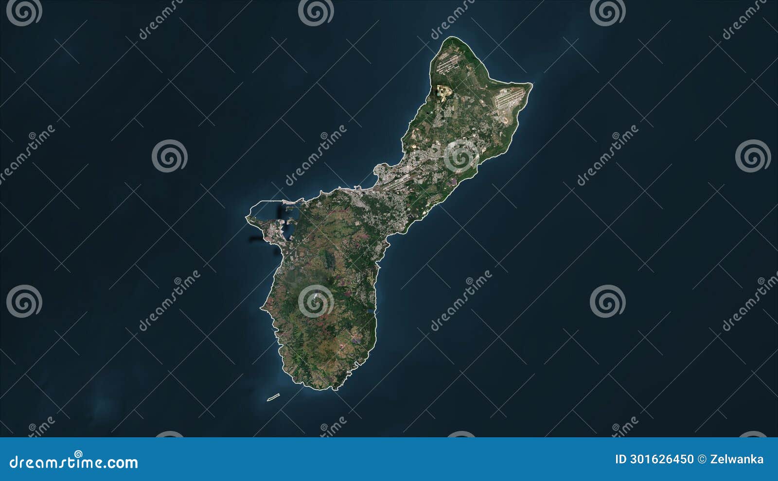 Guam - USA Outlined. High-res Satellite Stock Illustration ...