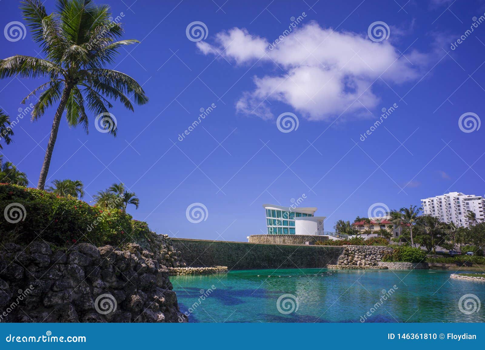 Guam Wedding Chapel Under Blue Sky and White Clouds Stock Photo - Image ...