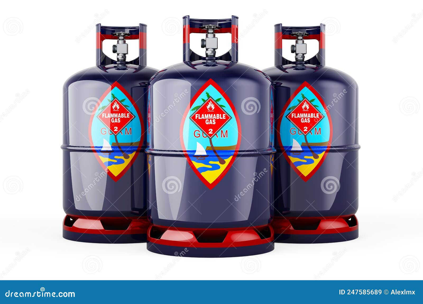 Guamanian Flag Painted on the Propane Cylinders with Compressed Gas, 3D ...