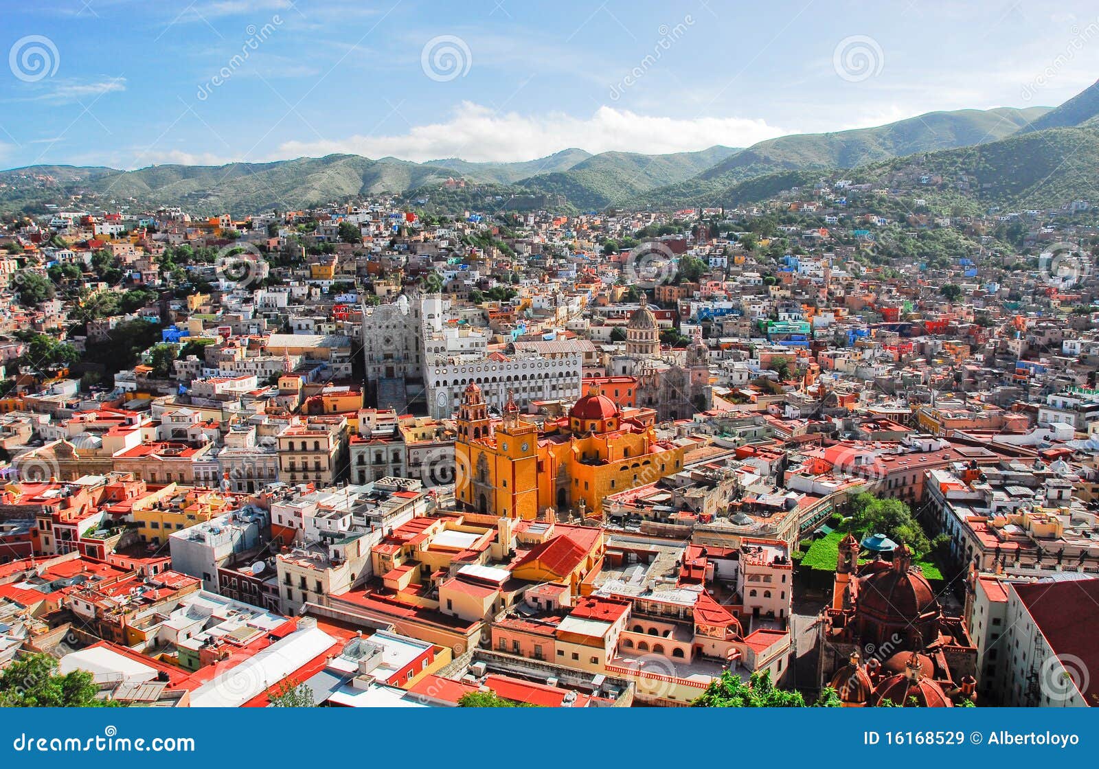 Mexican Town, With Delonix Regia Tree, With Red Flowers Stock Photo ...