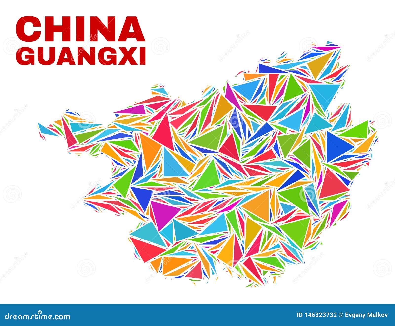 Guangxi Province Map - Mosaic of Color Triangles Stock Vector ...