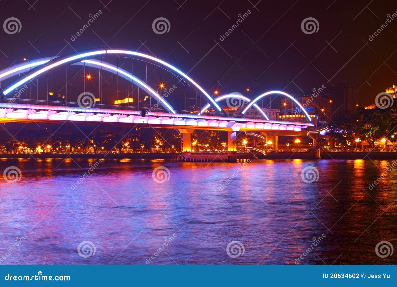 Guangzhou Bridge at Night in China Stock Photo - Image of landscape ...