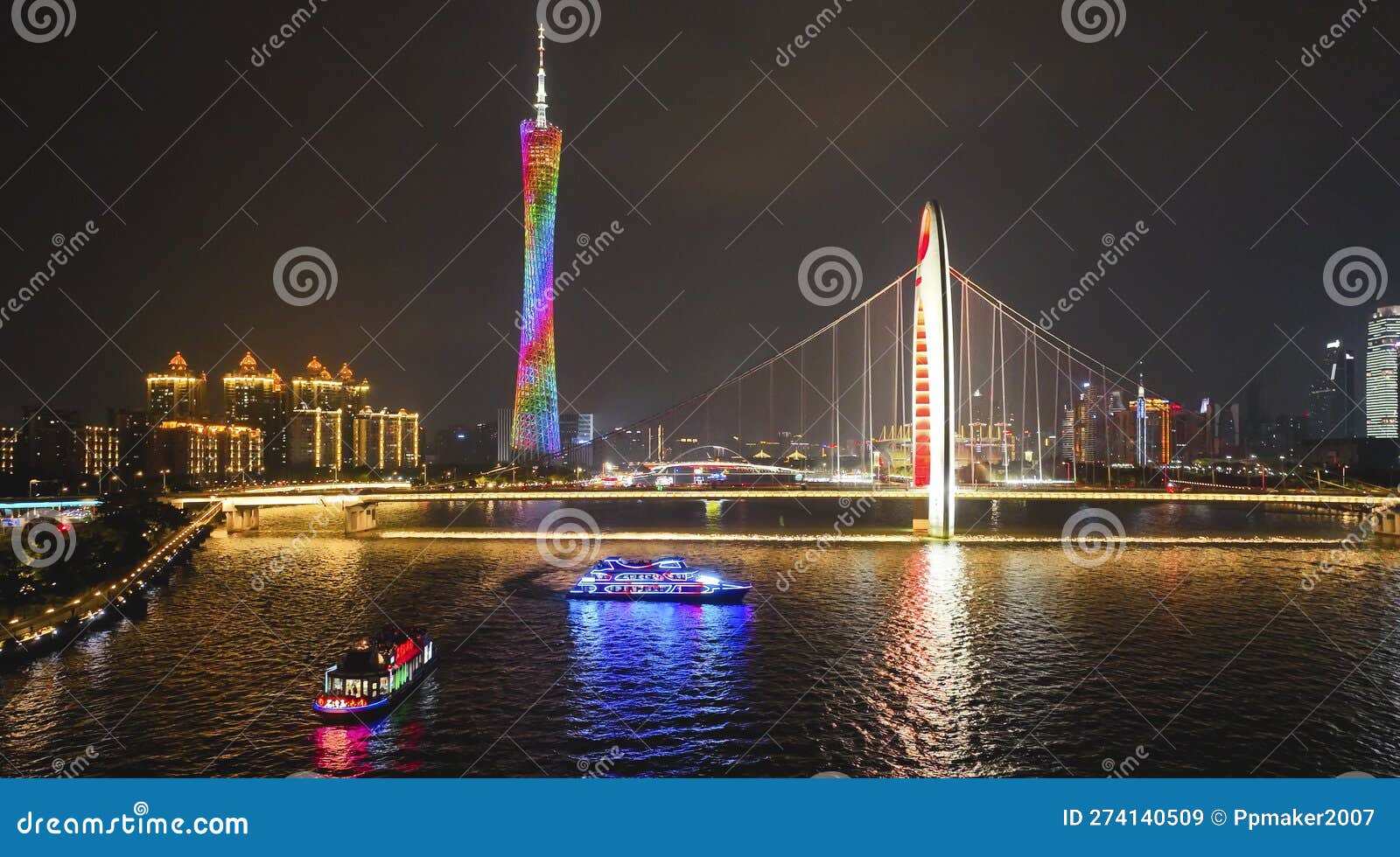 The Guangzhou Tower & Liede Bridge Editorial Stock Image - Image of ...