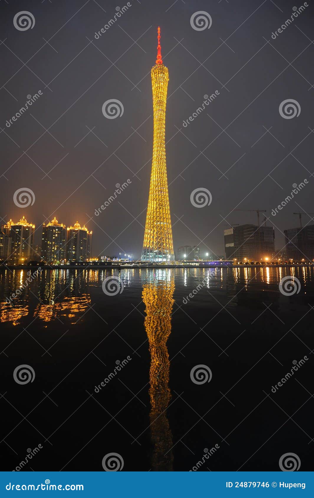Guangzhou Tower at night editorial photo. Image of broadcast - 24879746