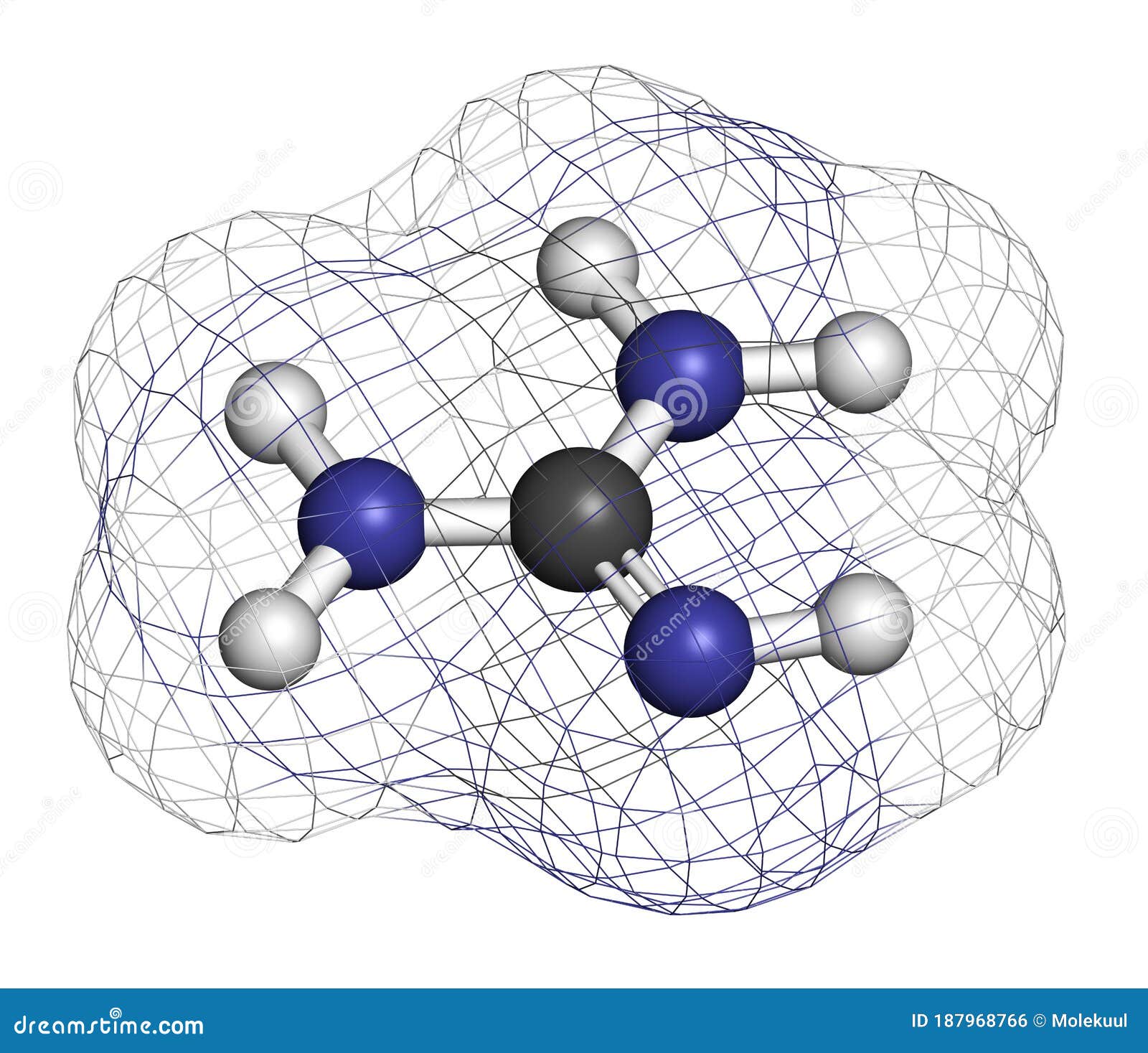Guanidine Molecule. 3D Rendering. Atoms are Represented As Spheres with ...