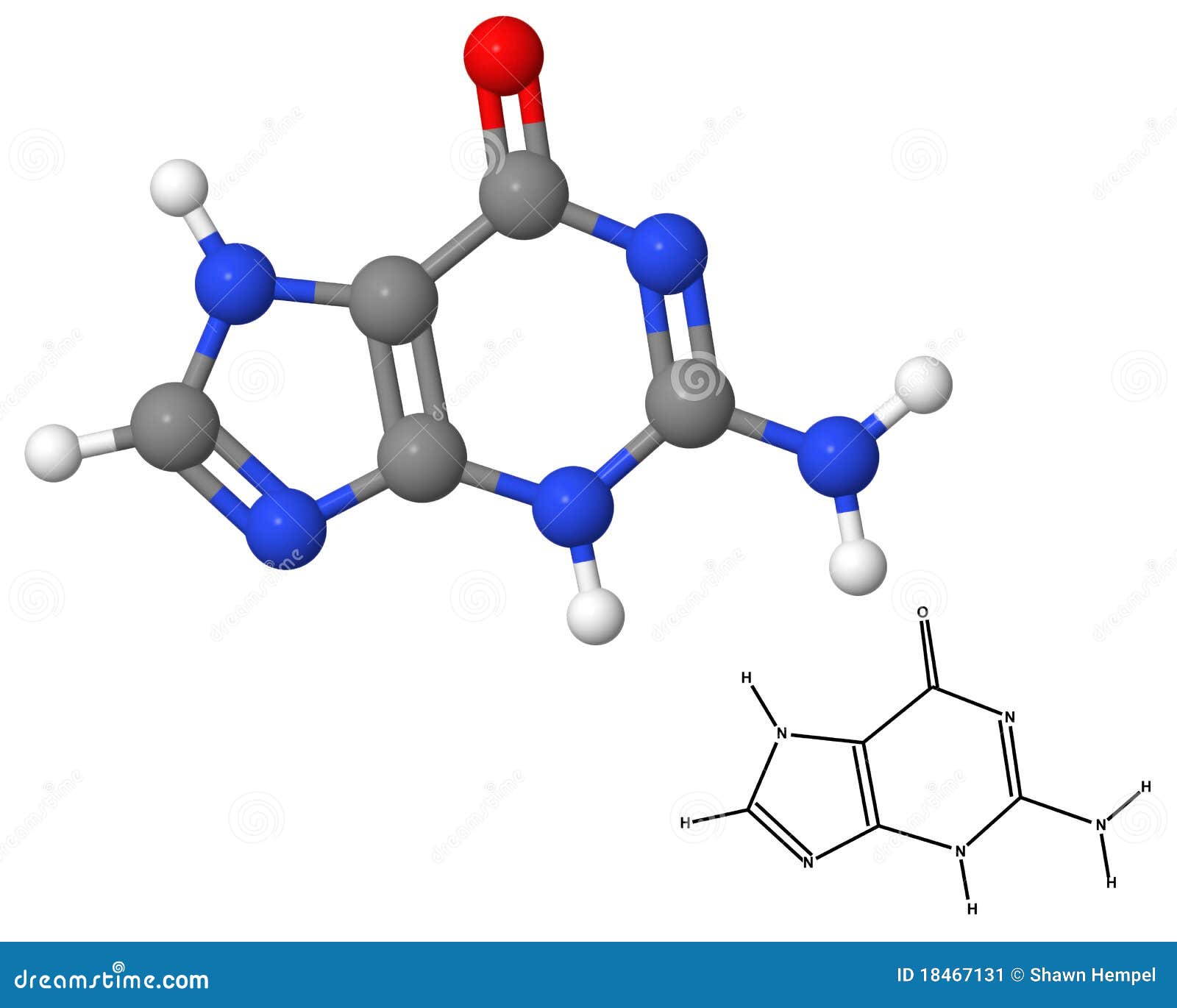 Guanine Molecule with Chemical Formula Stock Illustration ...