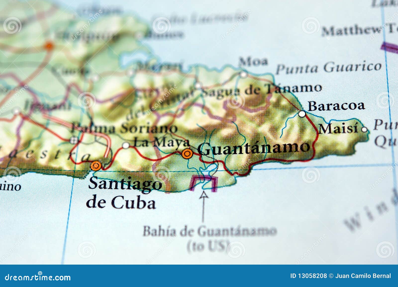 Guantanamo on a map stock photo. Image of atlas, world - 13058208