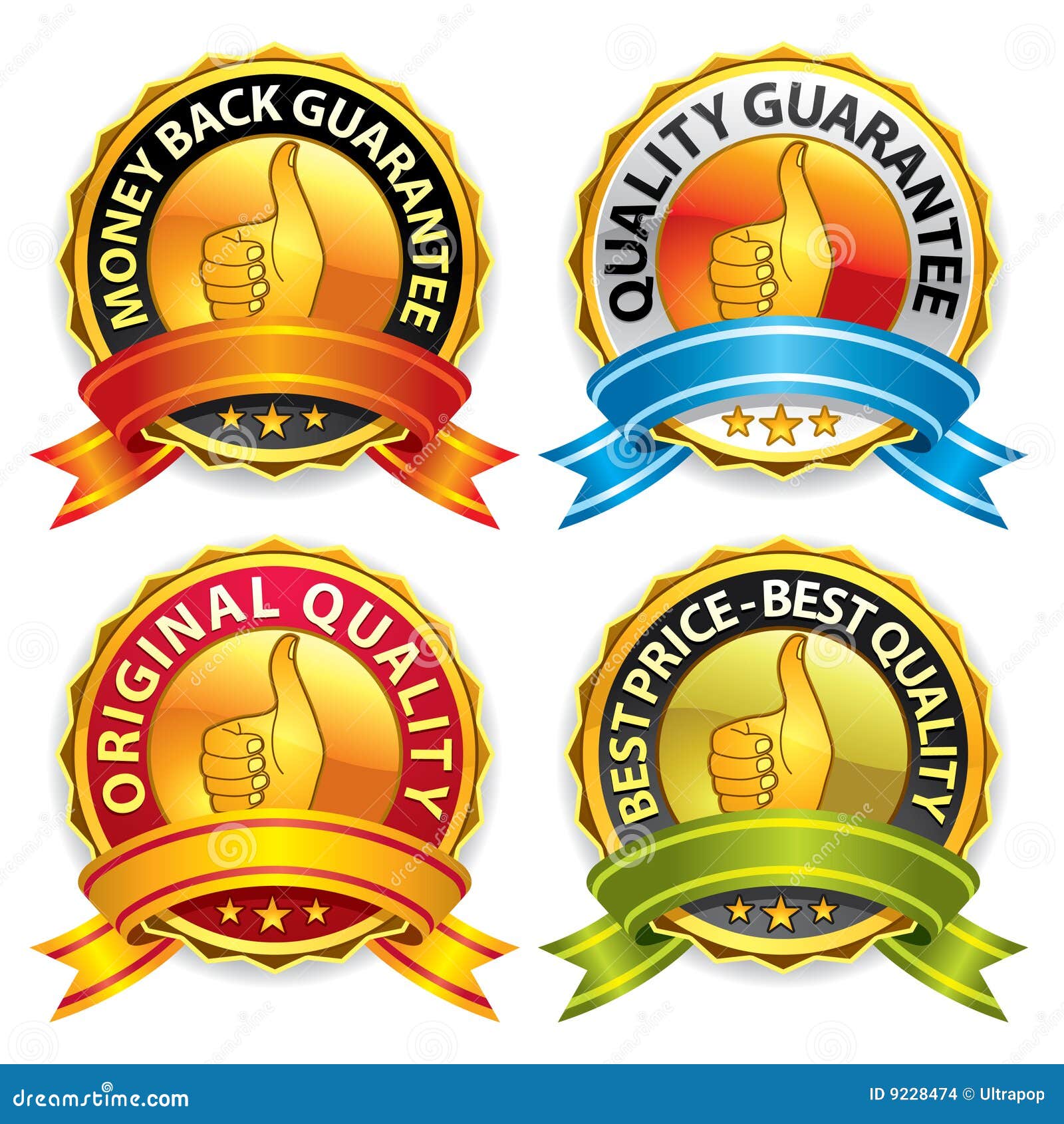 Guarantee Badges with Ribbon Stock Vector - Illustration of guarantee ...