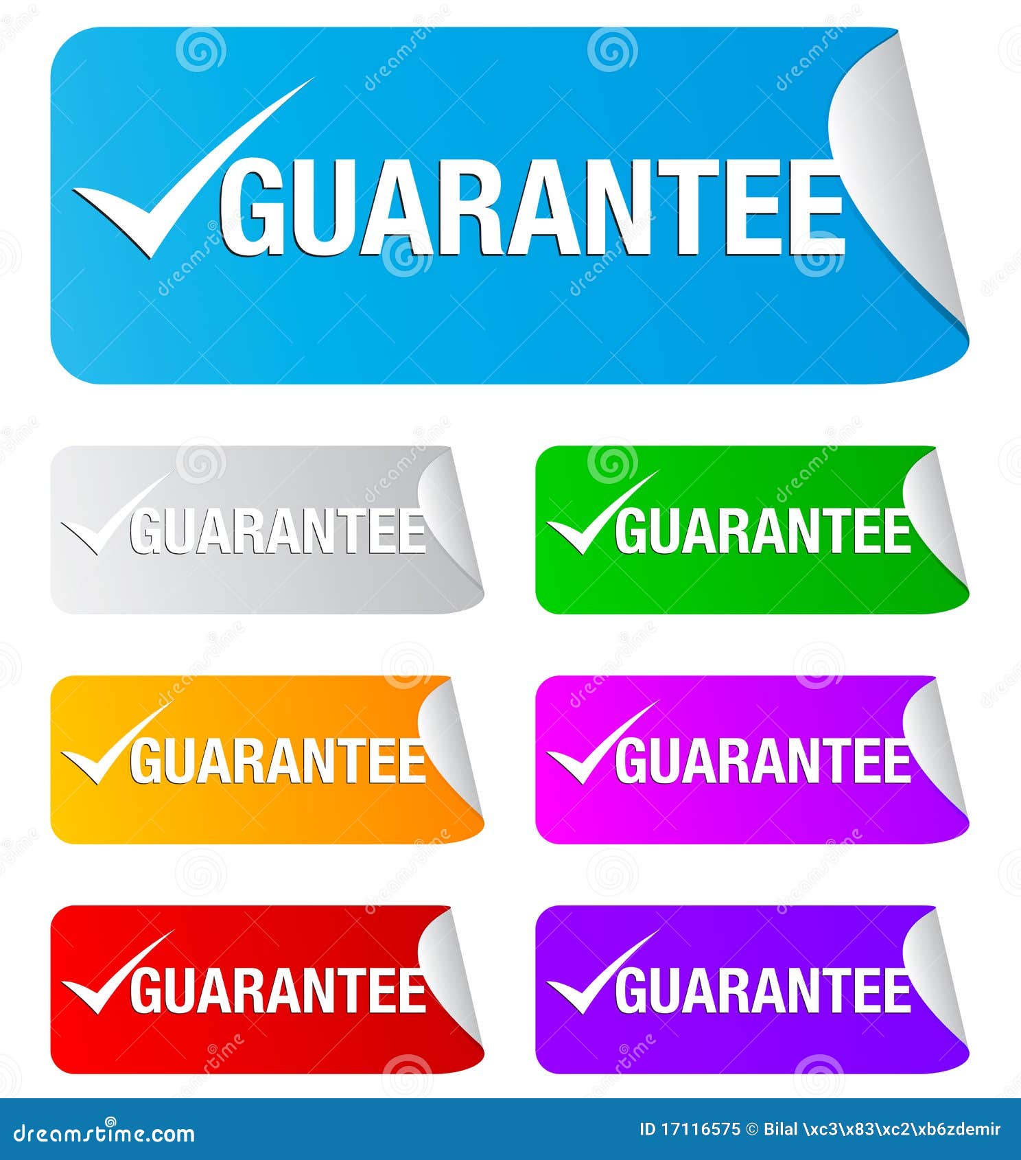 Guarantee Check Mark,rectangular Stickers Stock Vector - Illustration ...