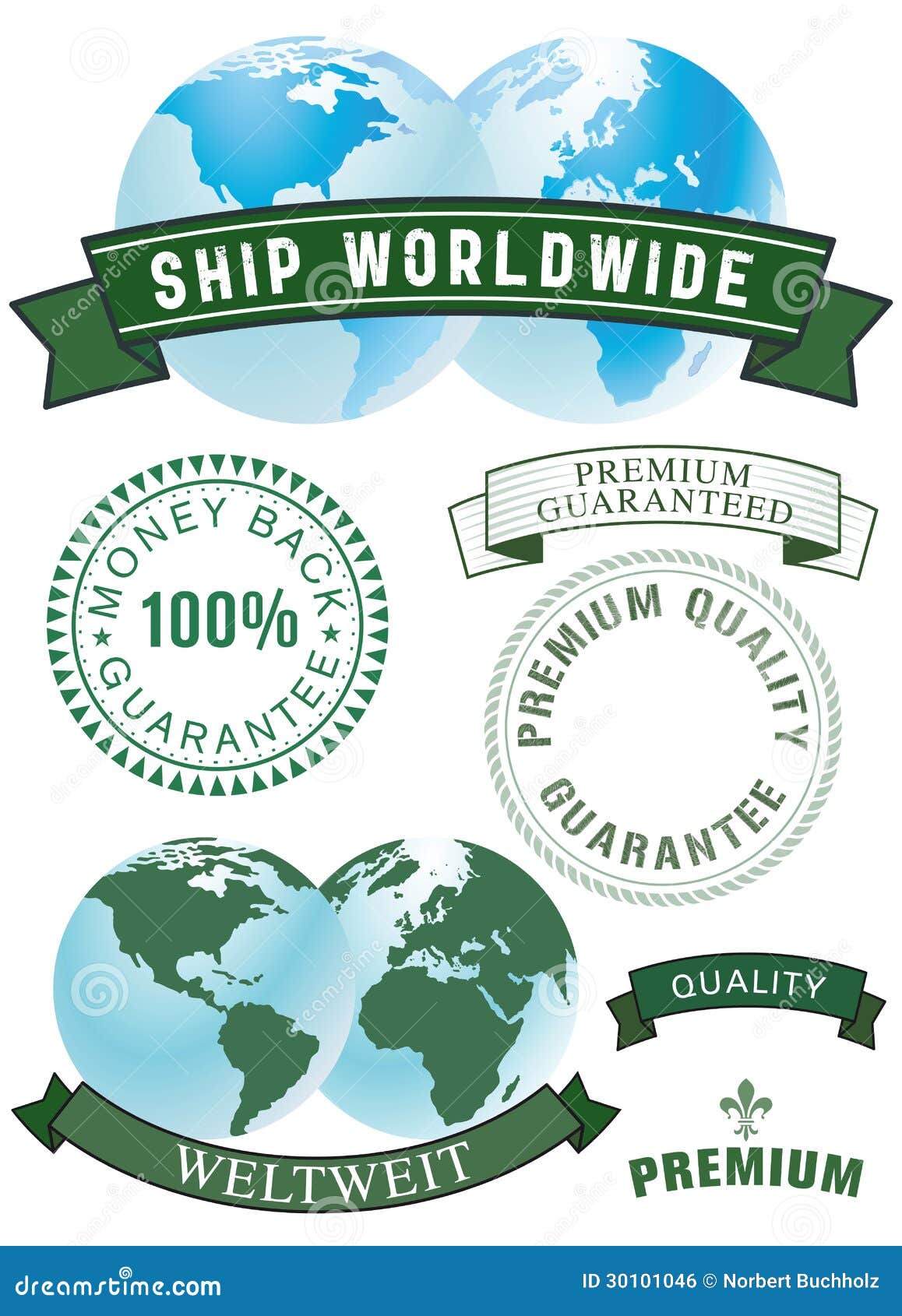 Guarantee and Shipping Labels Stock Vector - Illustration of worldwide ...