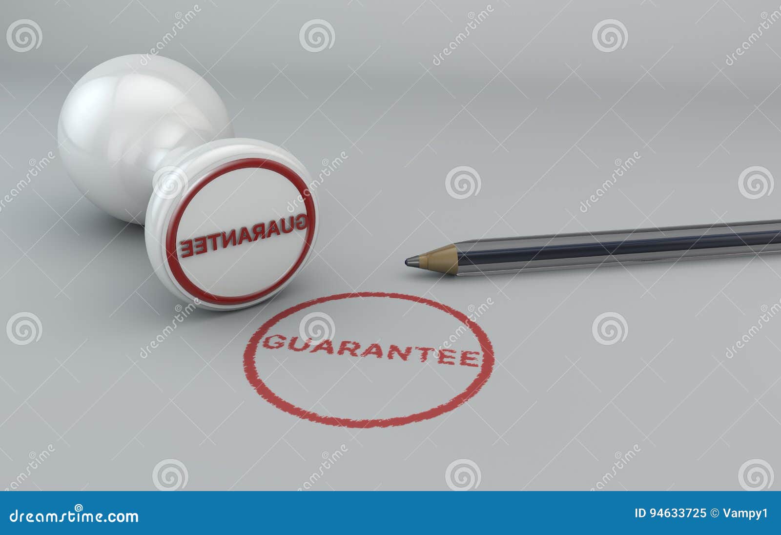 Guarantee stamp and pen stock illustration. Illustration of budget ...