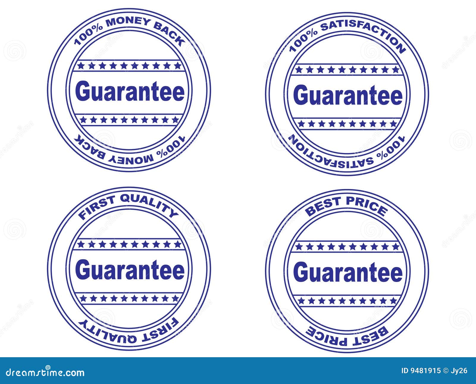 Guarantee Stamp Set (vector) Stock Vector - Illustration of circular ...