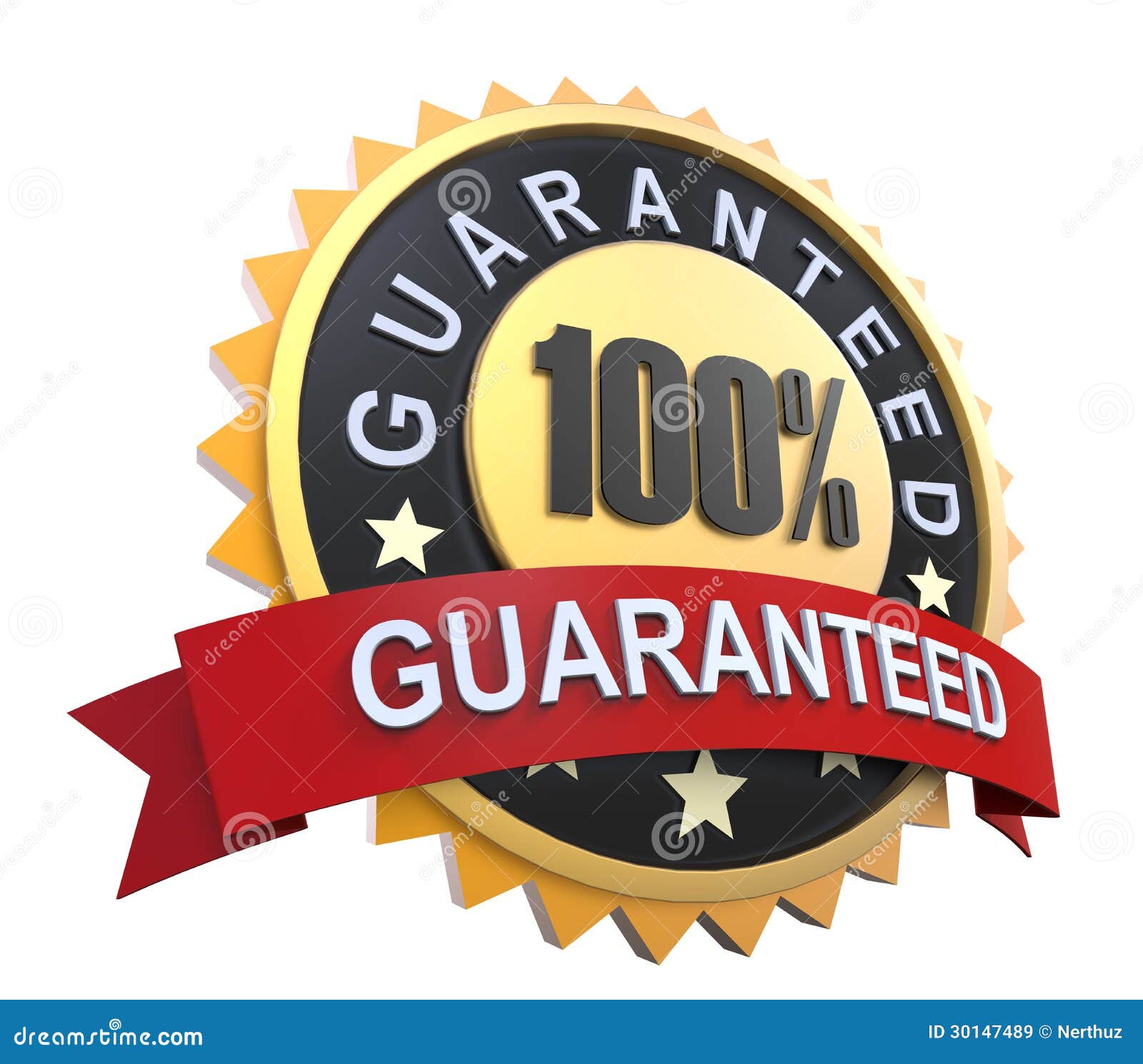 Guaranteed Label with Gold Badge Sign Stock Illustration - Illustration ...