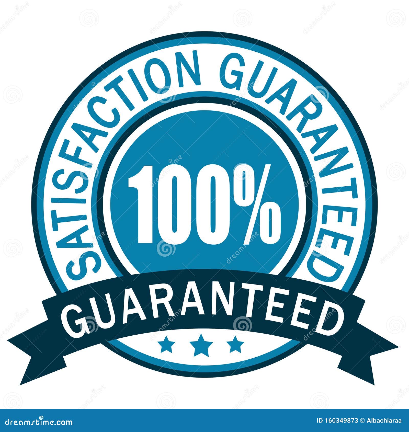 100 Guaranteed. Satisfaction Guaranteed Badge Label. Blue Icon. Stock ...