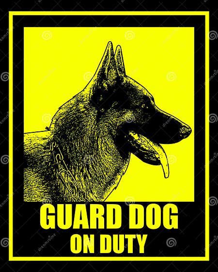 Guard dog on duty sign stock vector. Illustration of restricted - 114157923