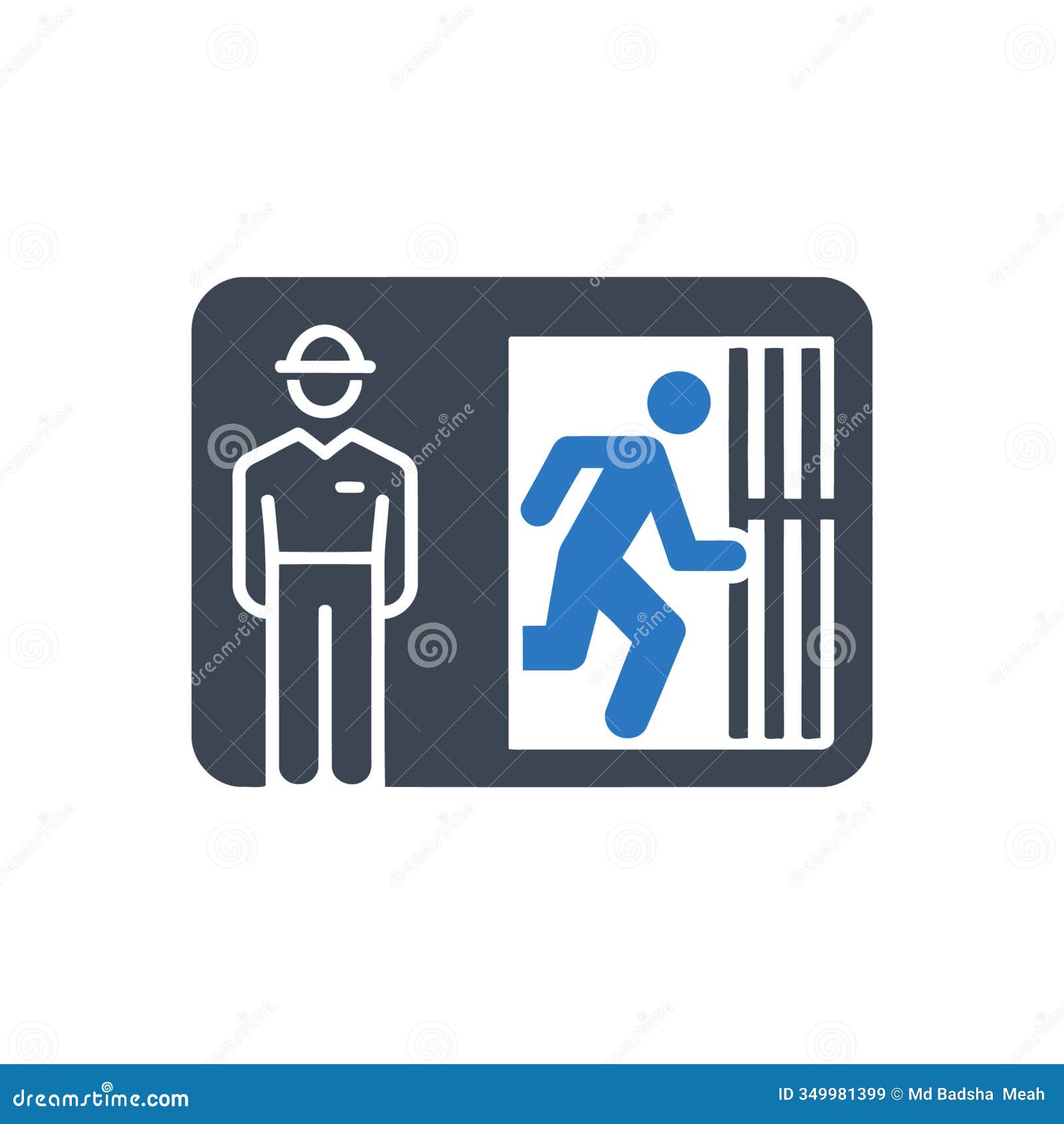 Guard and Escaping Person Icon Stock Illustration - Illustration of ...