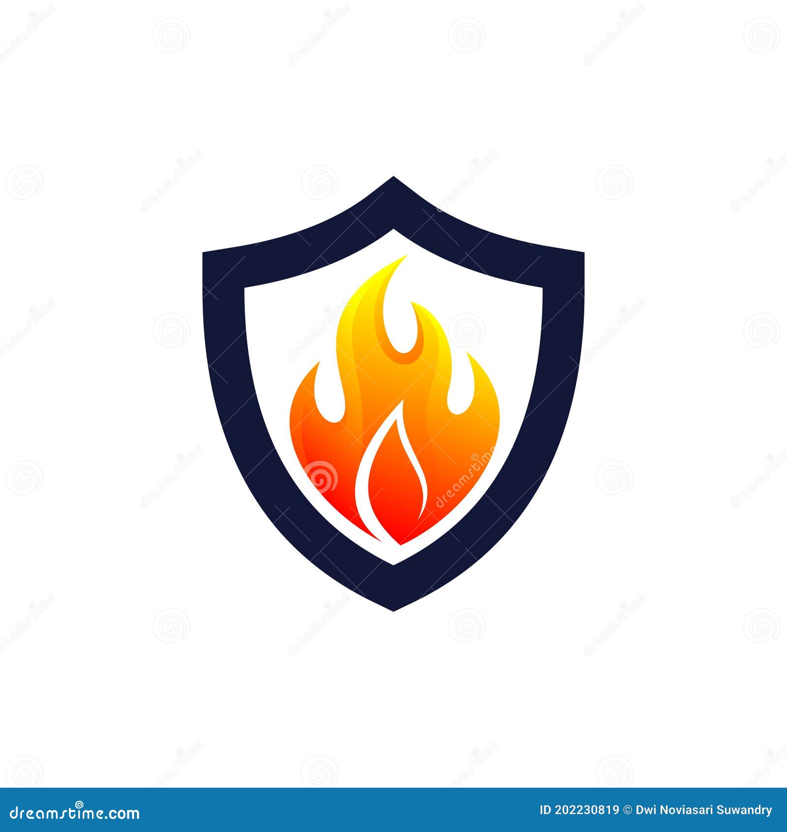 Guard Fire Logo With Shield Symbol Cartoon Vector | CartoonDealer.com ...