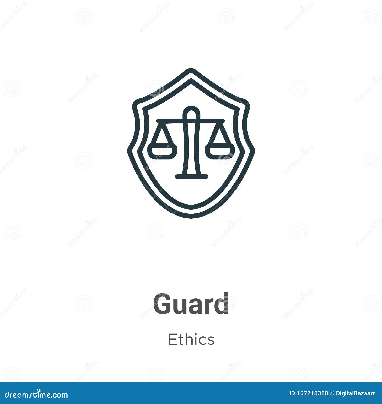 Guard Outline Vector Icon. Thin Line Black Guard Icon, Flat Vector ...