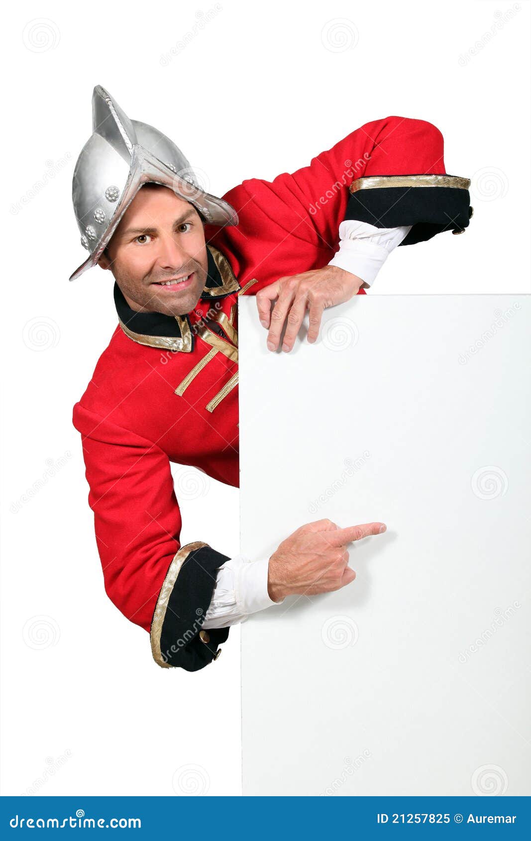 Guard Pointing at Advertising Board Stock Image - Image of faces ...