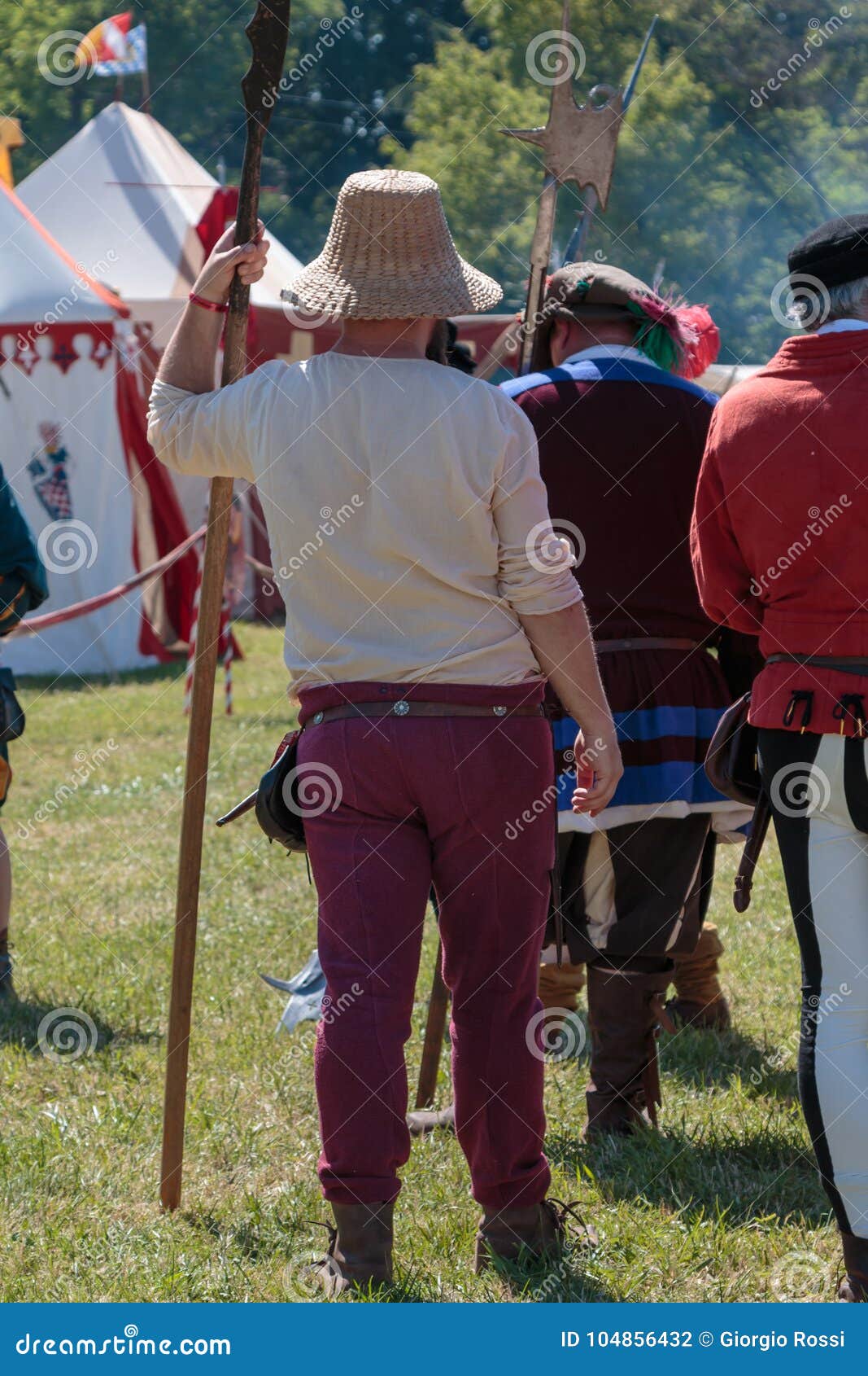 Medieval Guard In Period Garments Carrying A Banner Editorial Image ...