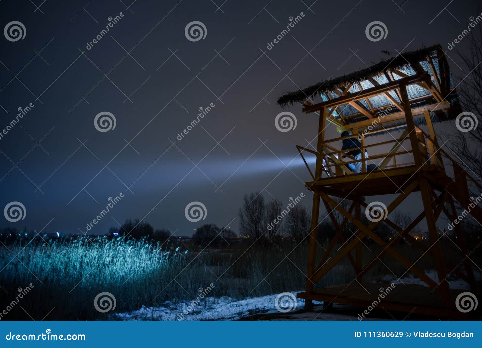 Guard post at night stock image. Image of adventure - 111360629