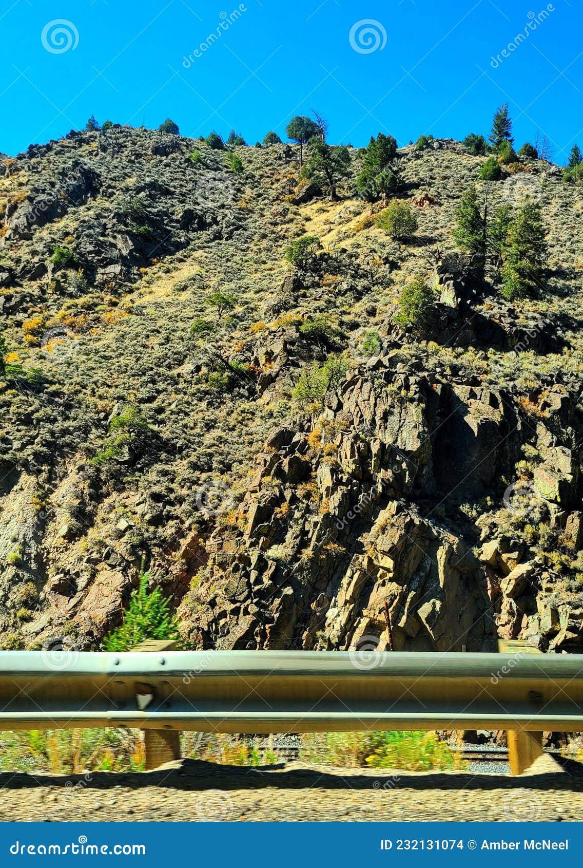 Guard Rail Set Against the Cliffside Stock Photo - Image of ridge ...