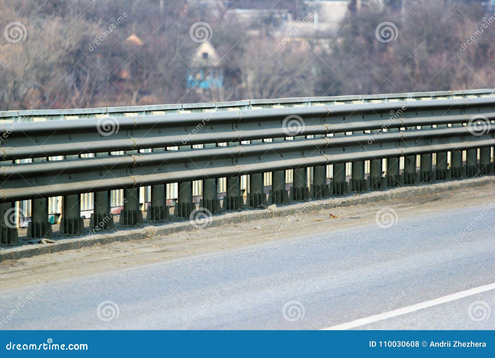 Guard rails on a motorway stock photo. Image of roadway - 110030608