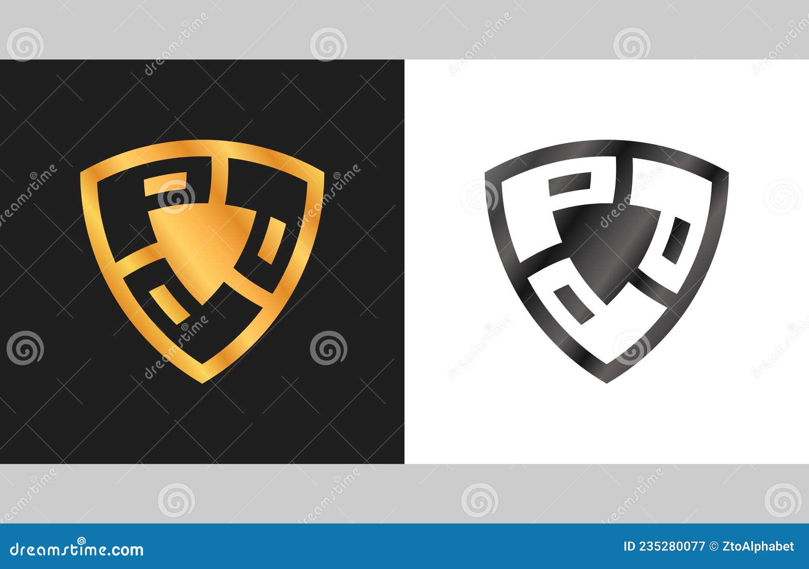 Shield Monogram Logo Letter P Emblem Stock Vector - Illustration of ...