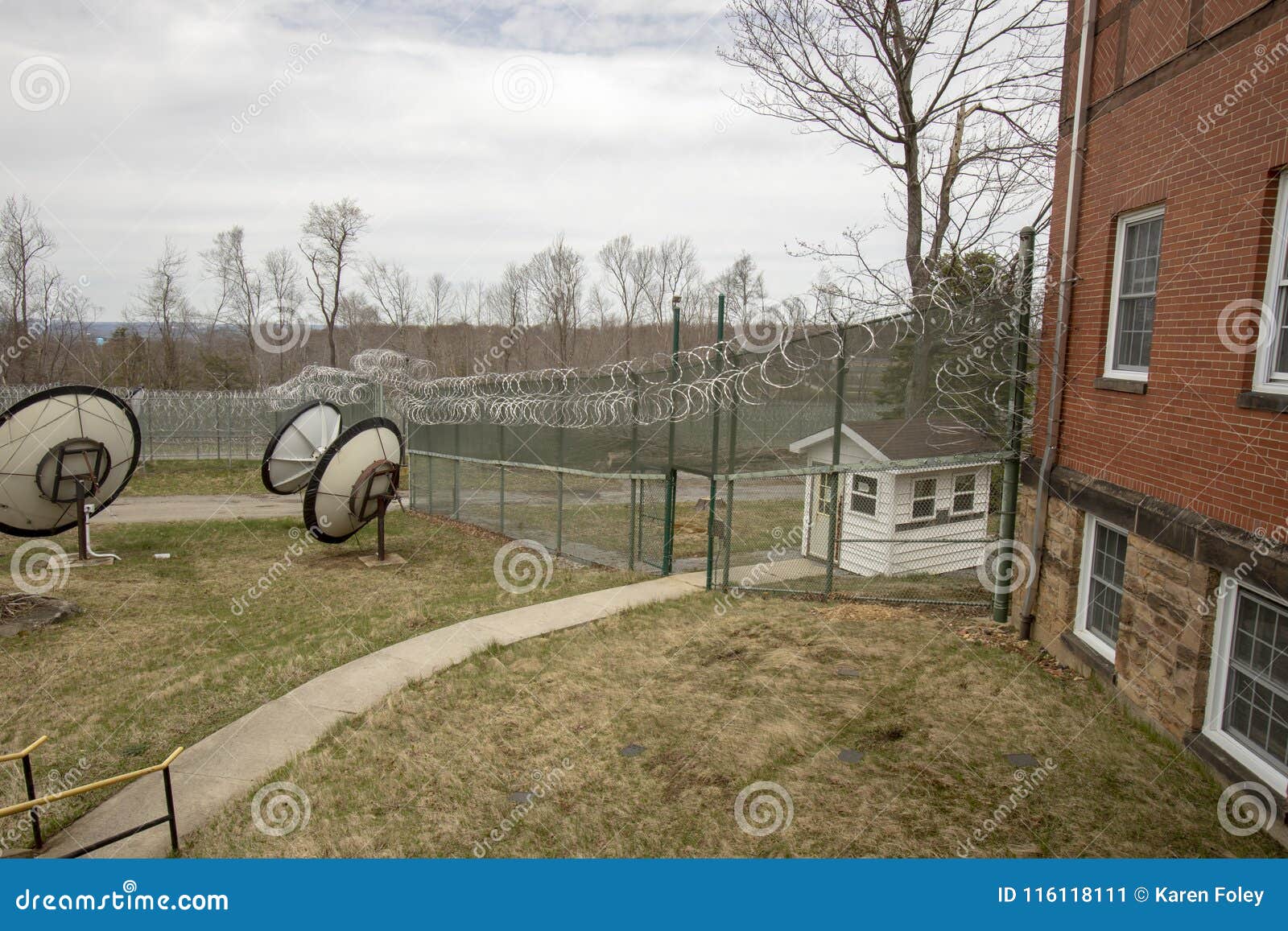 Guard gate outside prison stock image. Image of prison - 116118111