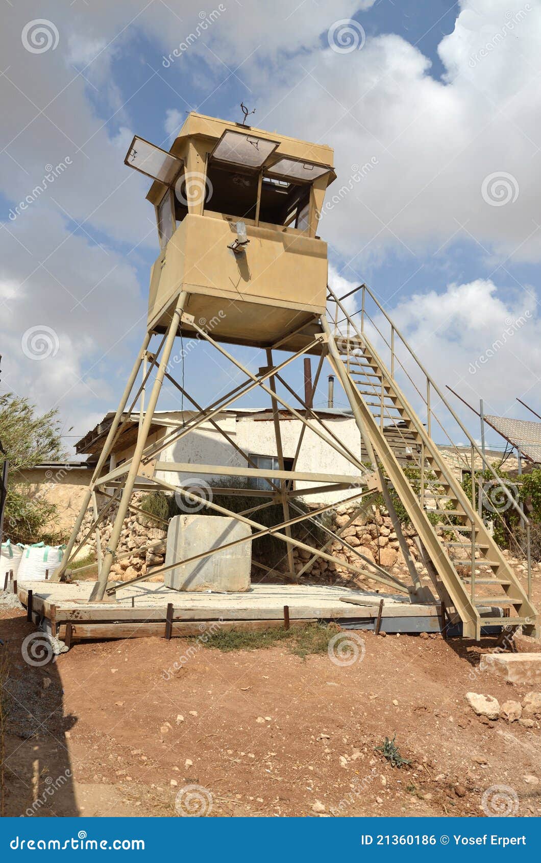 Guard tower stock photo. Image of taking, west, israel - 21360186