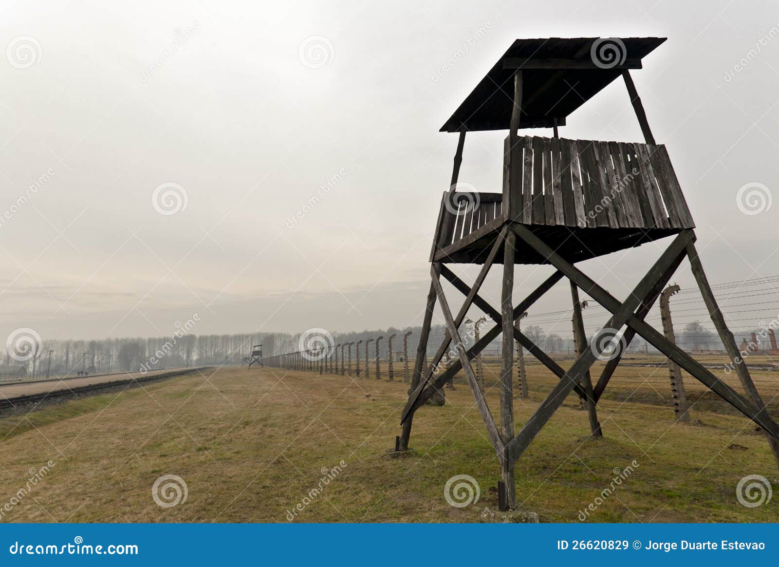 Guard Tower at Auschwitz 2 Birkenau Editorial Stock Image - Image of ...