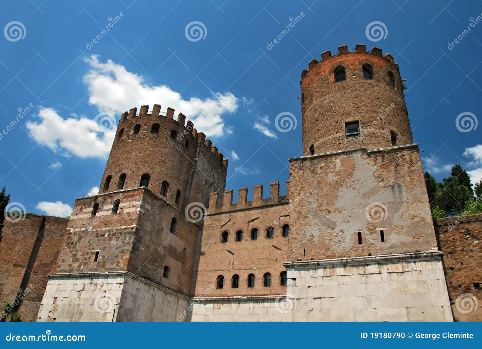 Guard Towers on the Rome City Walls Stock Photo - Image of brick, stone ...