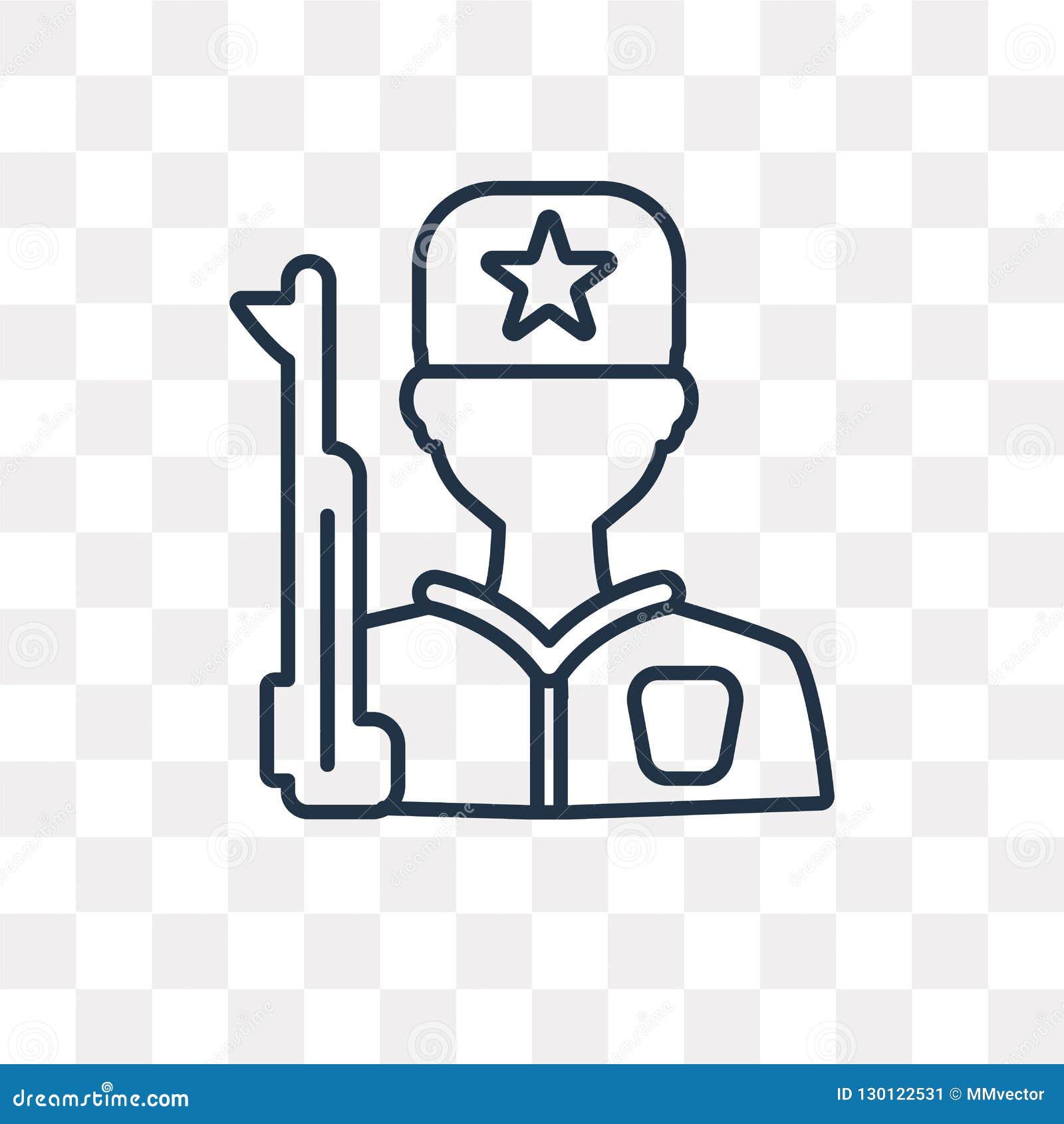 Guard Vector Icon on Transparent Background, Linear Gua Stock Vector ...