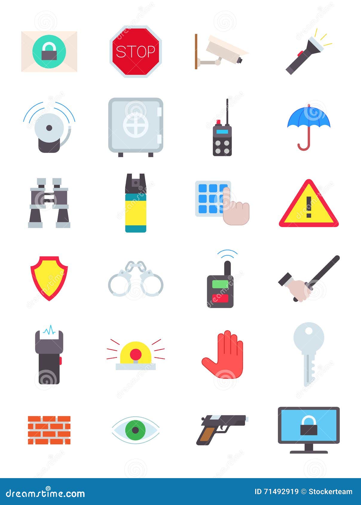Guard vector icons set stock vector. Illustration of alarm - 71492919