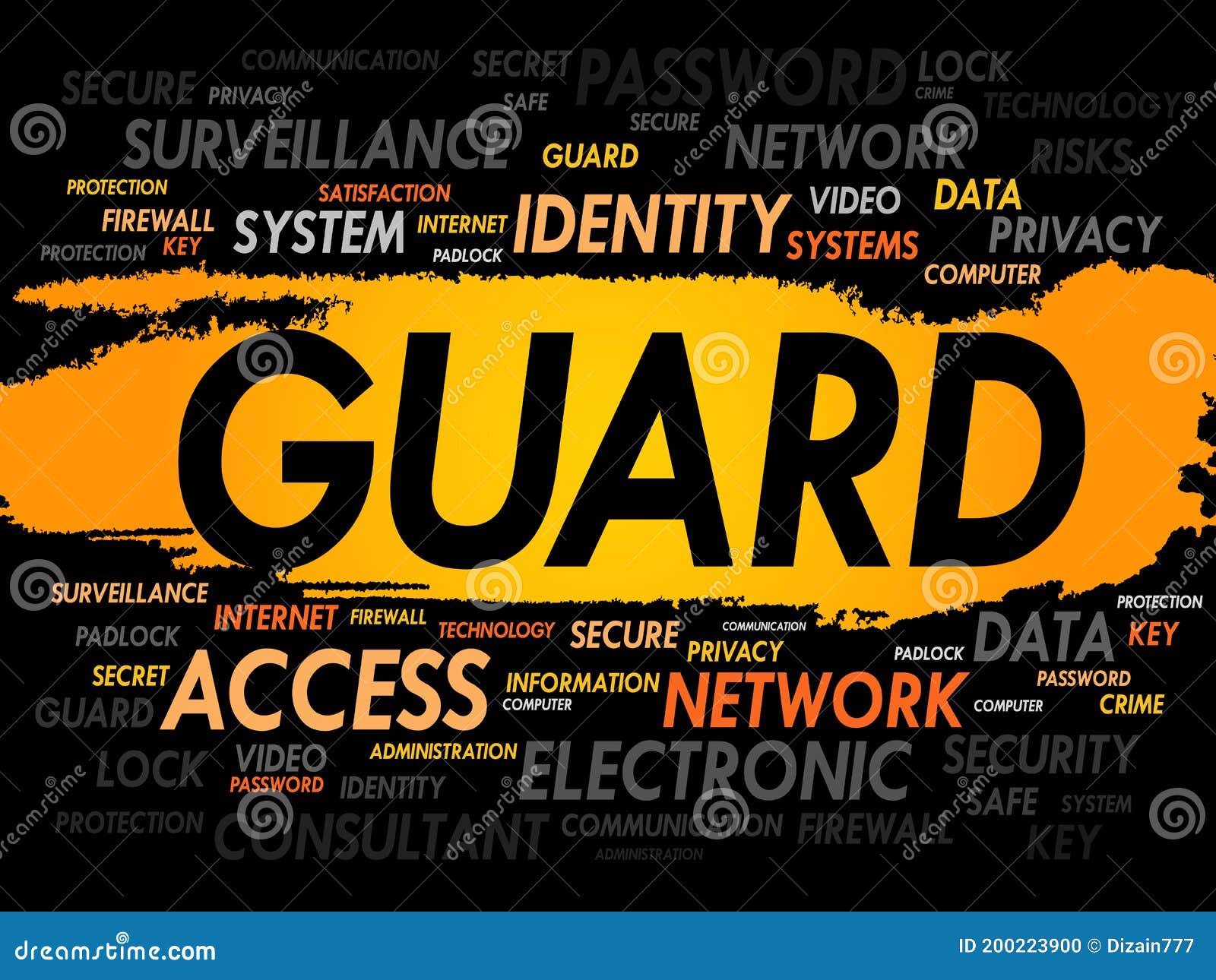 GUARD word cloud stock illustration. Illustration of password - 200223900