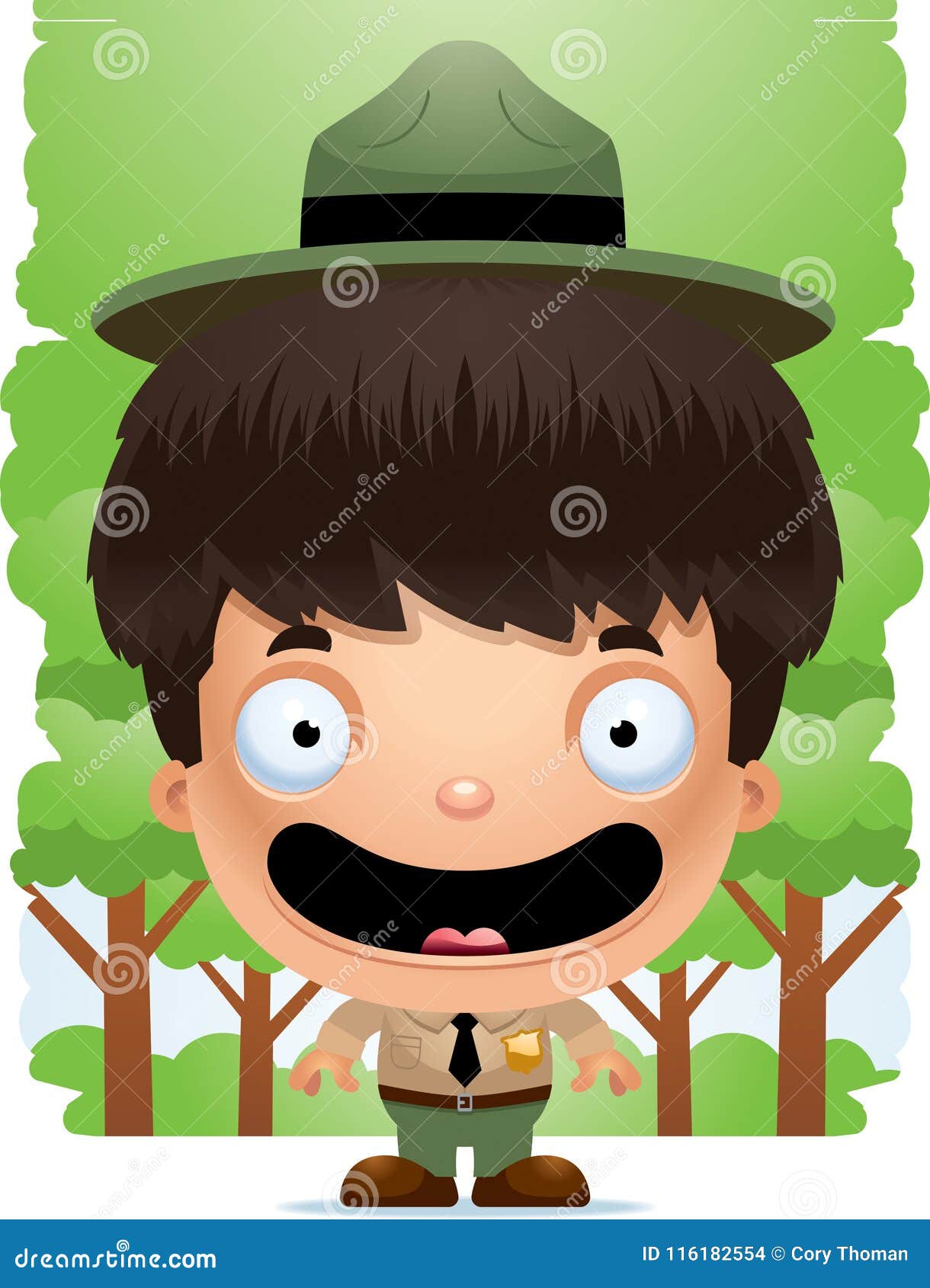 Guarda Del Parque Sonriente Del Muchacho De La Historieta Ilustración ...