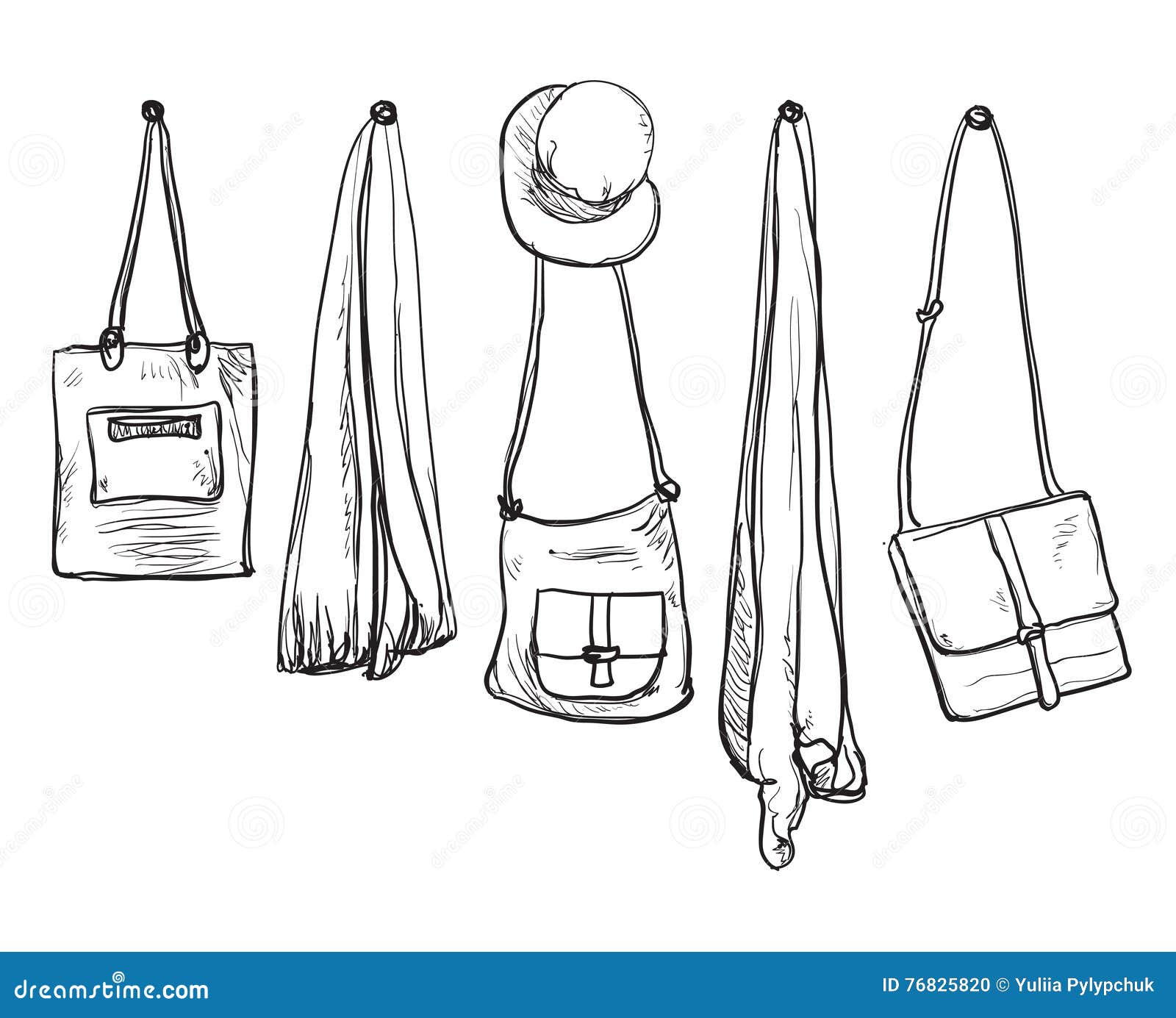 Guardarropa Bosquejado Ropa Dibujada Mano Ilustración del Vector ...
