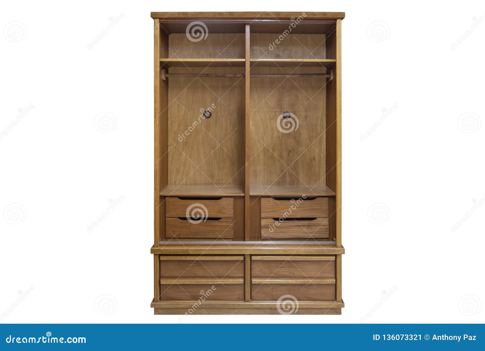 Guardarropa De Madera Aislado En Blanco Imagen de archivo - Imagen de ...