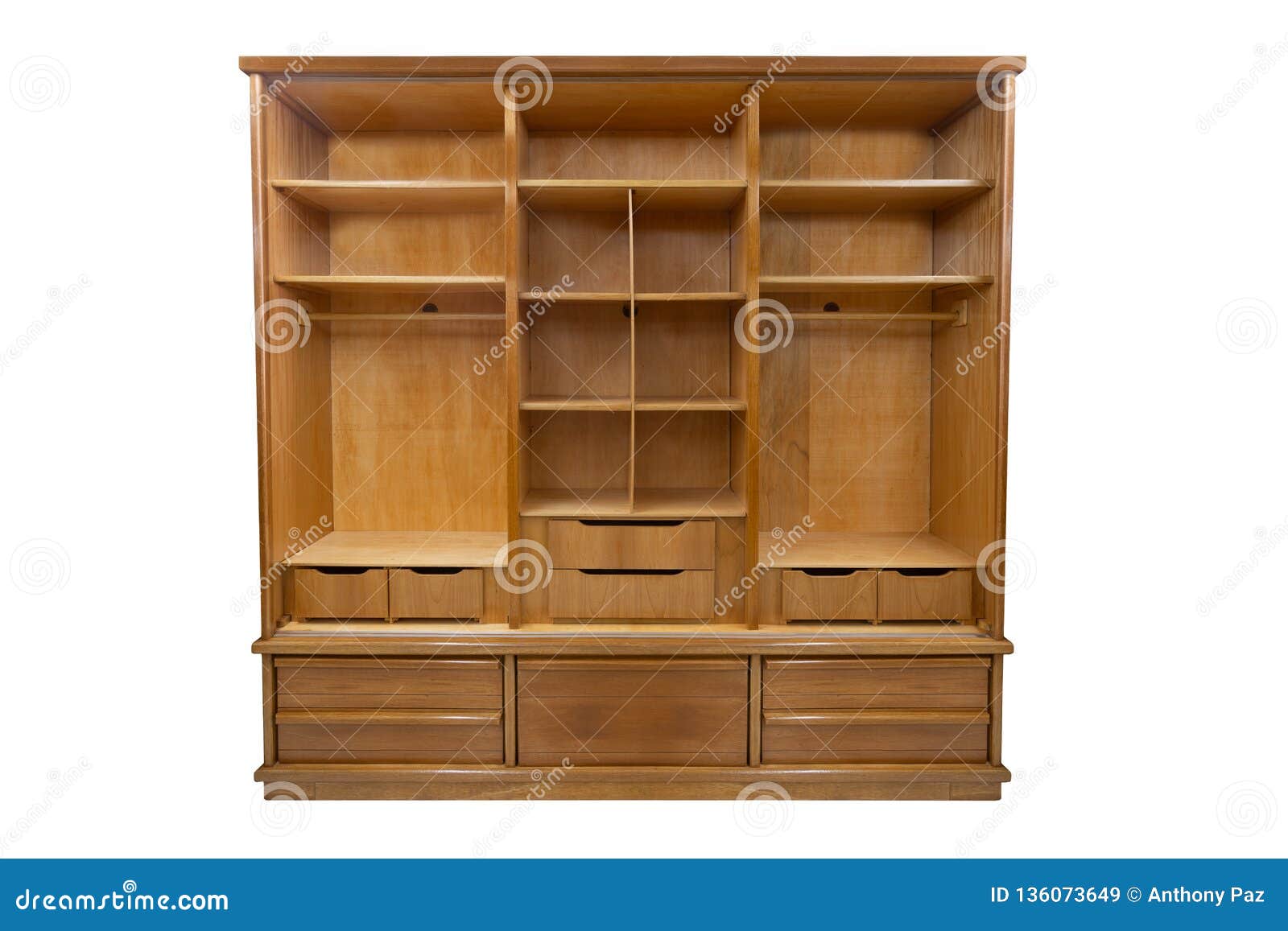 Guardarropa De Madera Aislado En Blanco Imagen de archivo - Imagen de ...