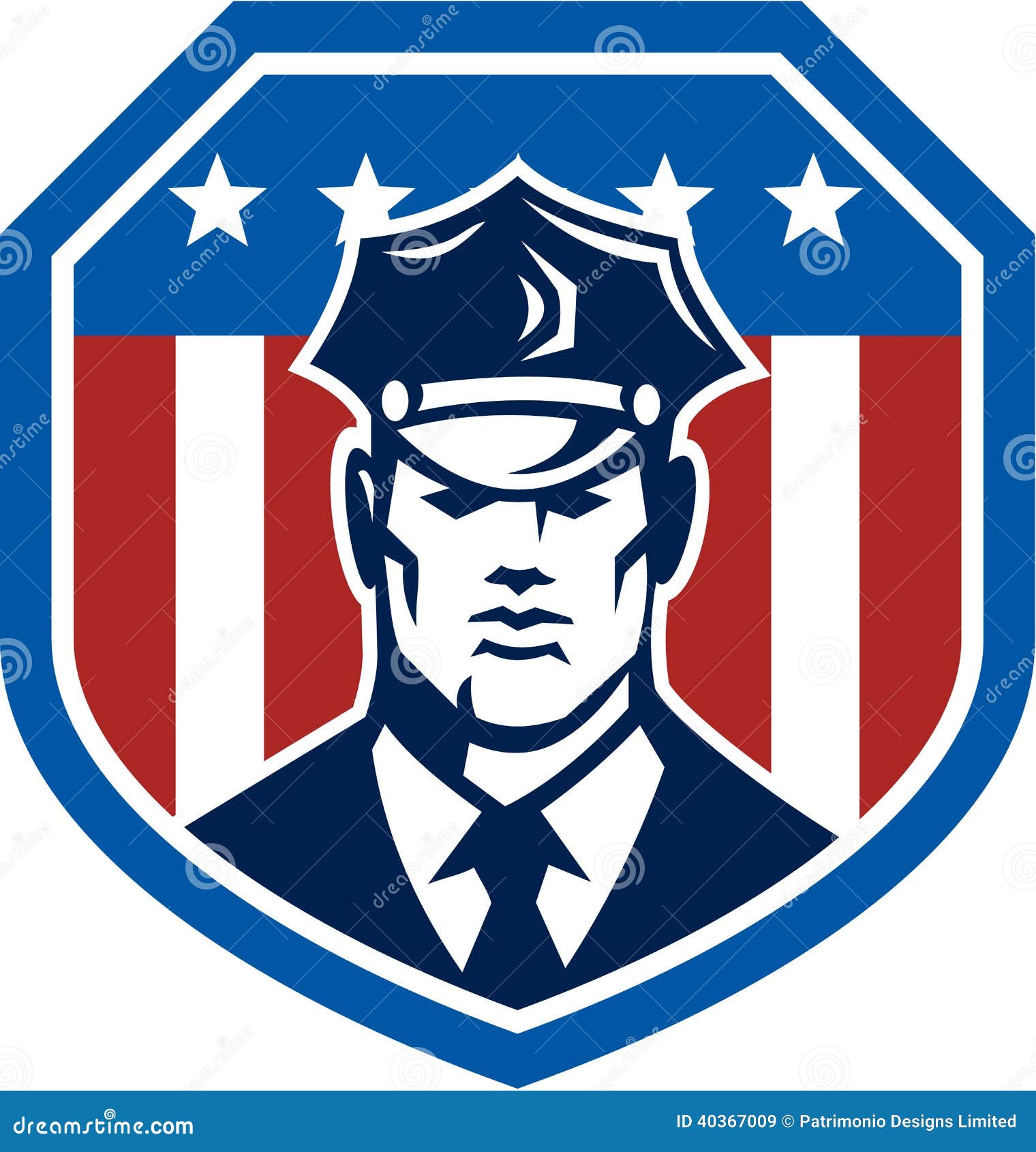 Guardia De Seguridad Americano Flag Shield Retro Ilustración del Vector ...