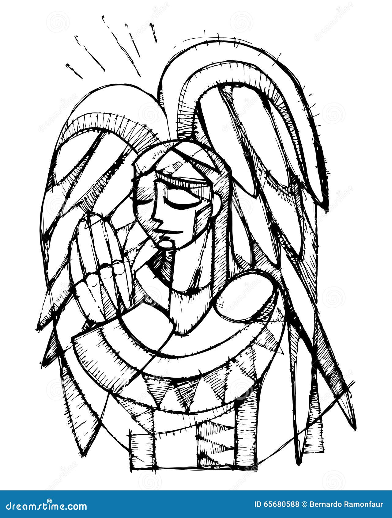 Guardian Angel stock vector. Illustration of hand, praying - 65680588