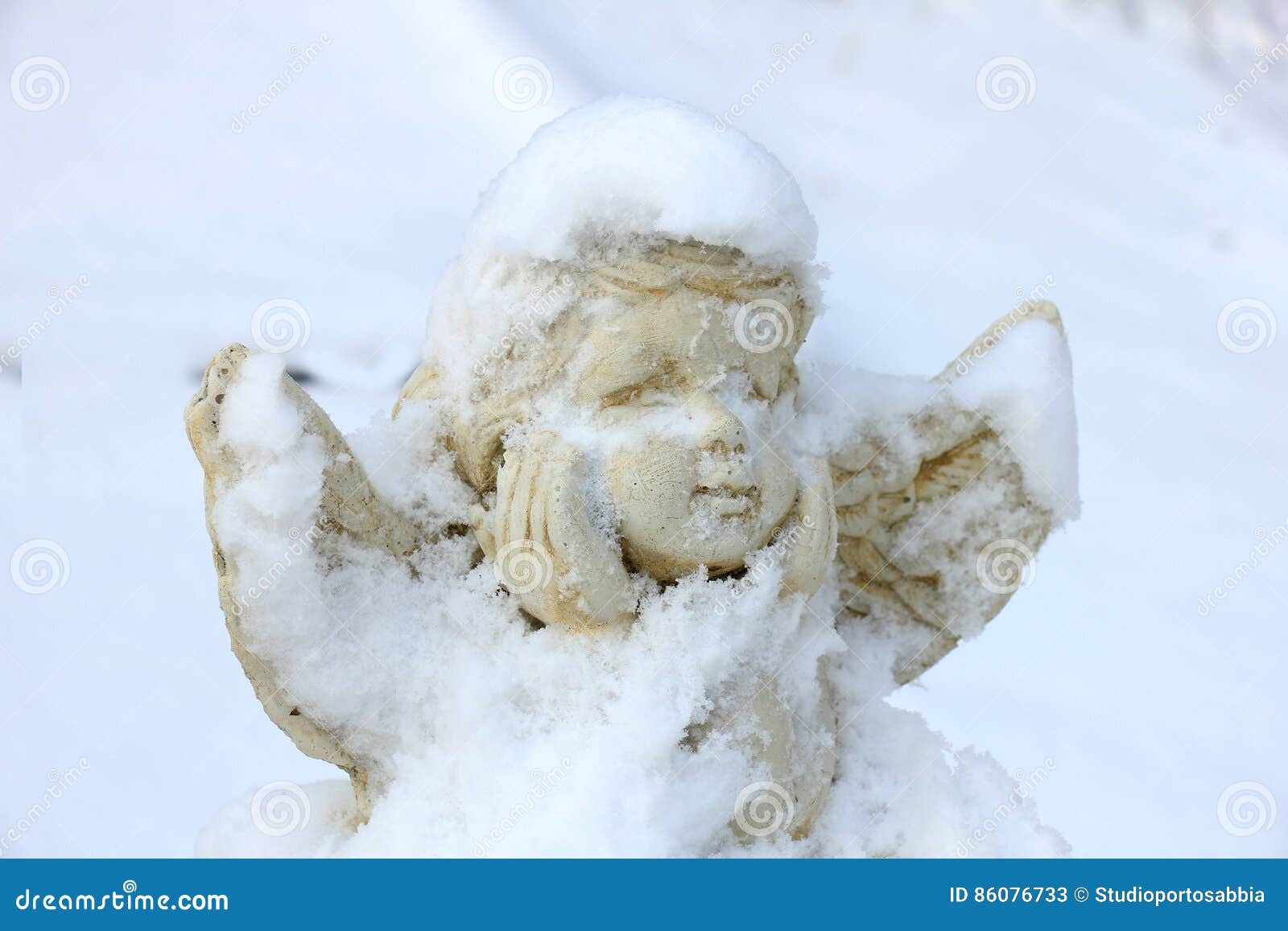 Guardian Angel in the snow stock image. Image of symbol - 86076733