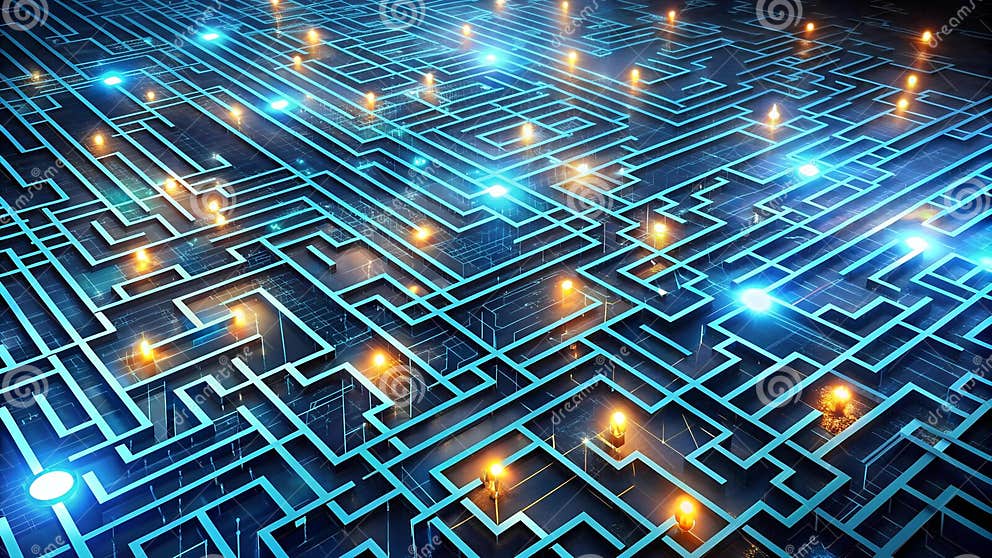 Guardian of the Digital Frontier a Labyrinth of Data AI Generated Stock ...