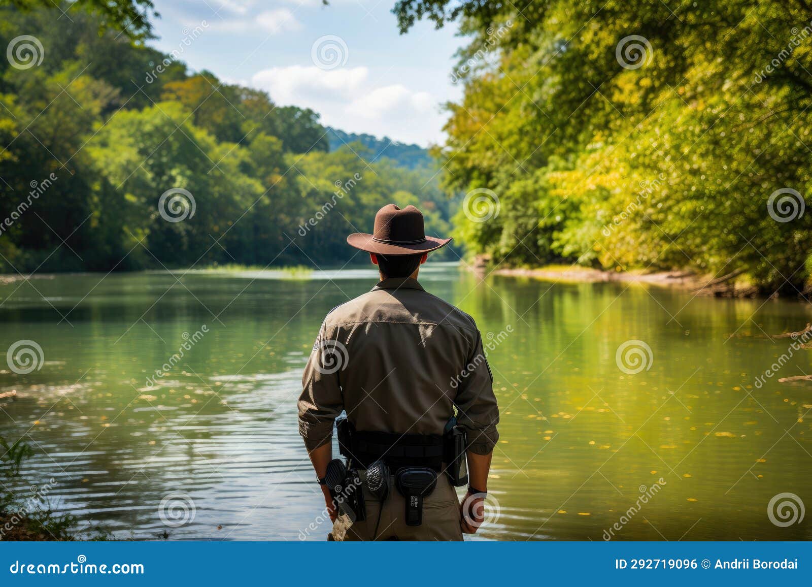Guardian of Nature: Ranger at Work in the Park. Stock Illustration ...