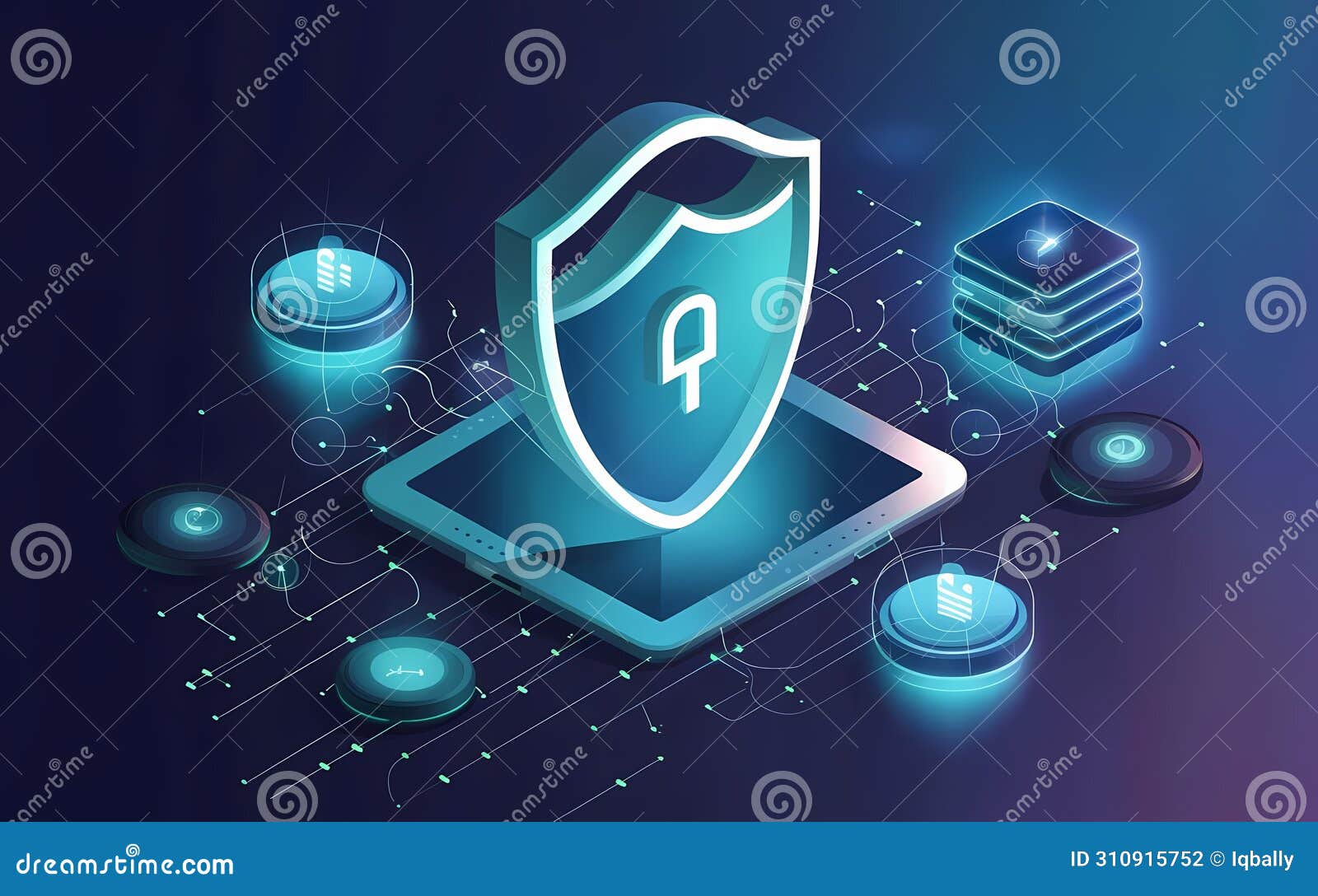 Guardians of Privacy. a Futuristic Illustration of Digital Data ...