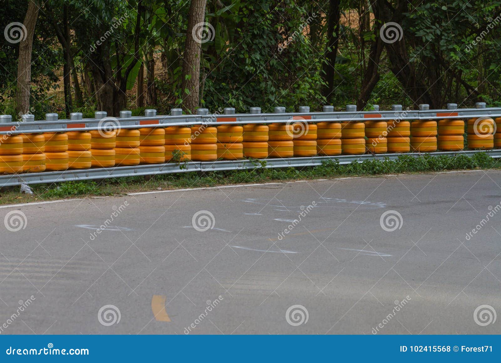 Guardrail Pole with Traces of Accident Stock Photo - Image of angle ...