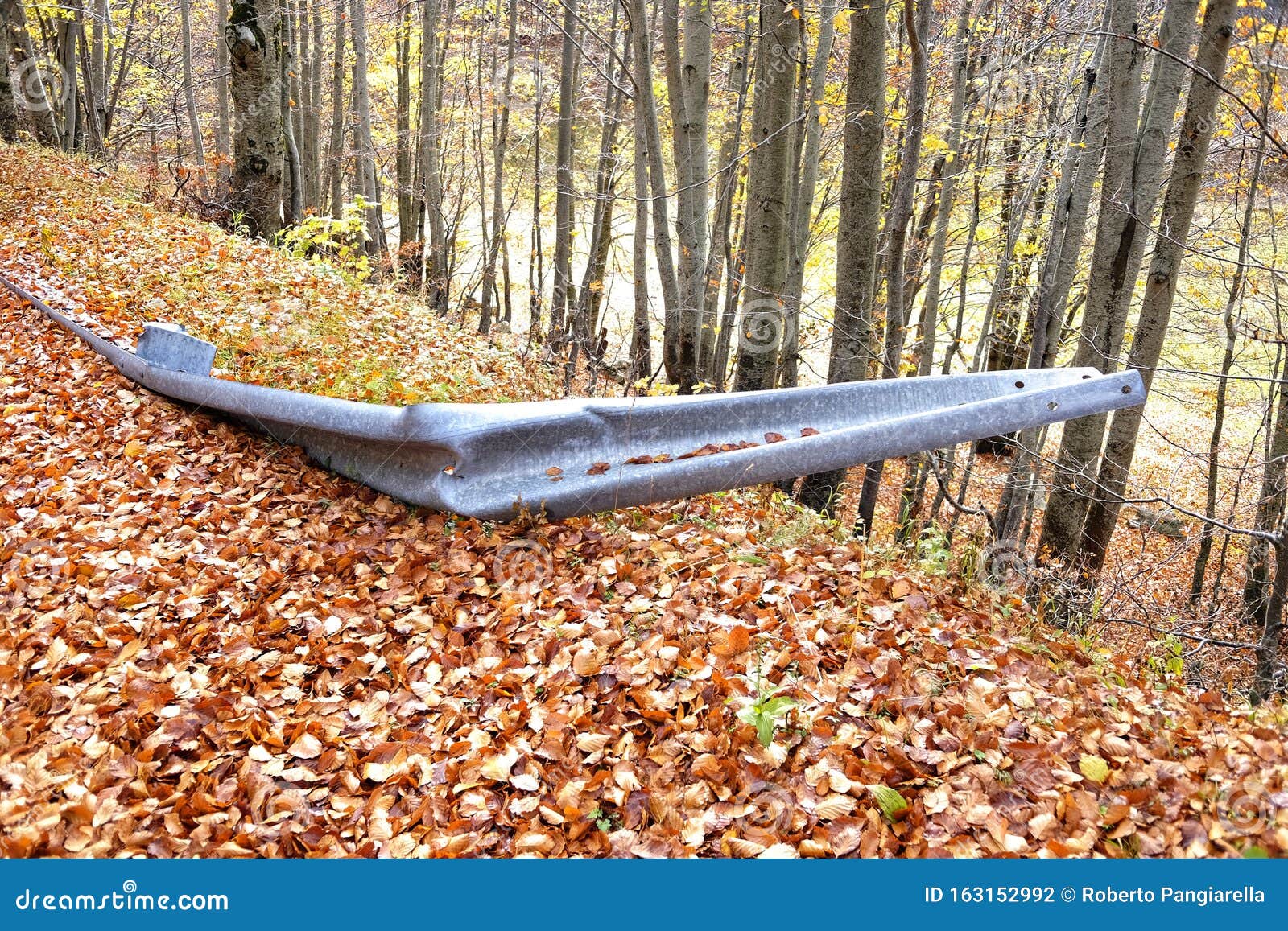 Guardrail Torn in the Mountain Road Stock Photo - Image of nature ...